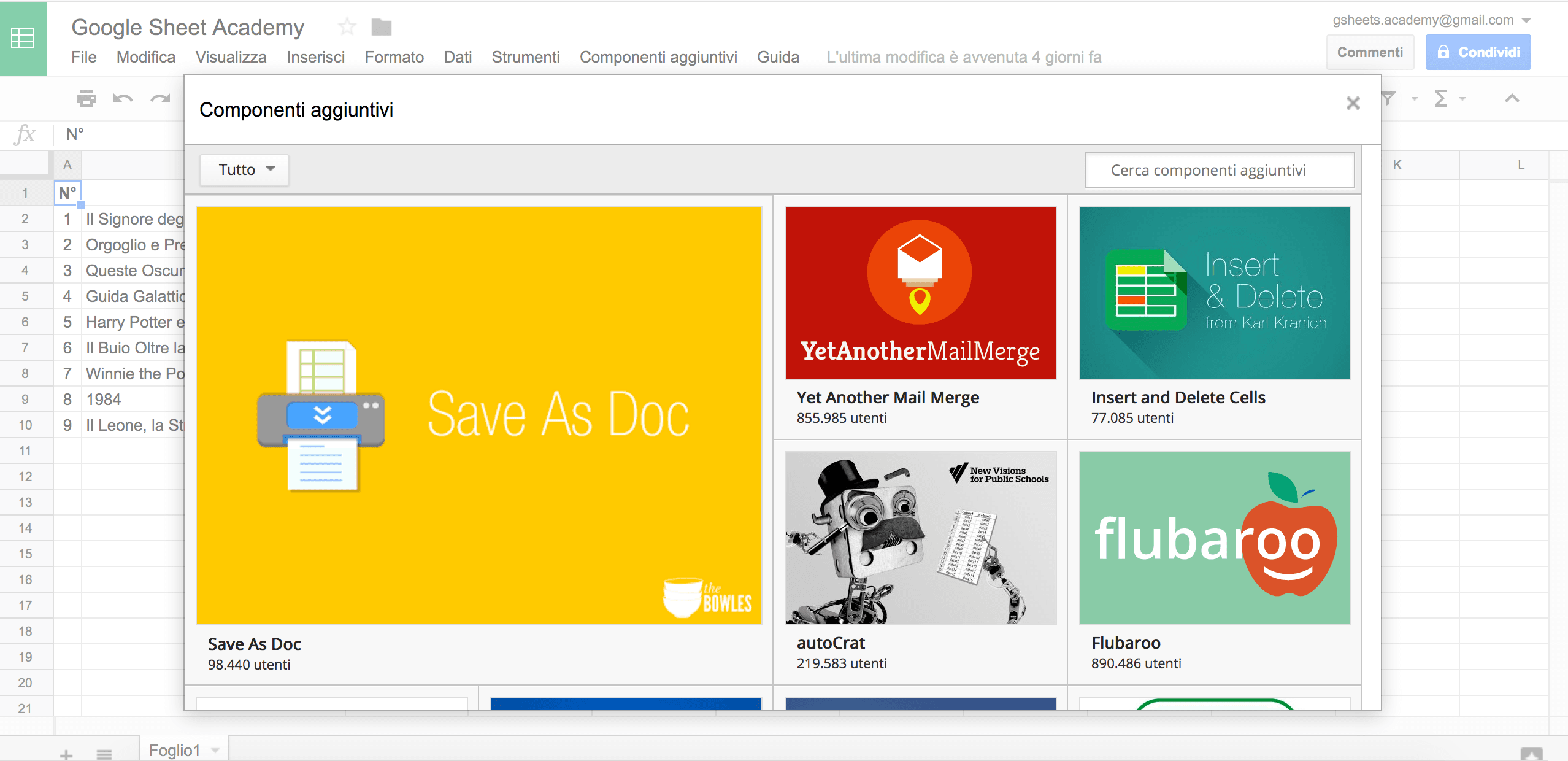 store add-on sheets – Google Sheets Academy